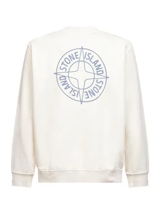 Stone Island Mens Ivory Cotton Outline Compass Printed Sweatshirt Sweatshirts Sweater