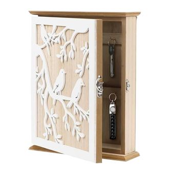 Generic Wooden Key Holder - Vintage Carved Lock Boxes, Wall Mount Storage Cabinet, Rustic Hook Organizer, Classic Rack | Decorative Key Ring Unit for Home Off