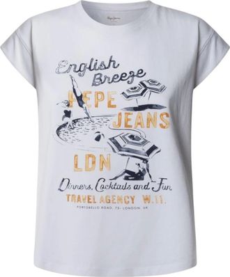 Pepe Jeans London Femme, Tops, Blanc, Taille: 38 FR Round Neck T-Shirt