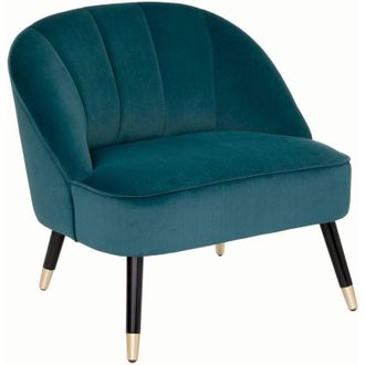 Atmosphera Atmosphera - Fauteuil Naova en velours bleu canard cr&eacute;ateur dint&eacute;rieur