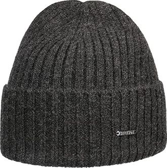 Stetson Bonnet en Cachemire Varnell Femme/Homme - Laine Beanie pour lhiver avec Revers Hiver Automne-Hiver - Taille Unique Anthracite