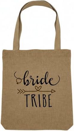 Fabulous Sac Shopping Tote Bag Aspect Lin - Bride Tribe Calligraphie Tribu de la Mari&eacute;e Mariage Coeur - Sac de Courses Toile Epaisse 360g Beige Naturel Cabas P