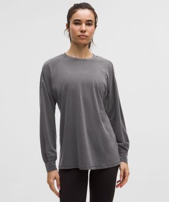 lululemon Haut EasySet d&eacute;contract&eacute; &agrave; manches longues Wash pour Femmes - Gris - Taille 10