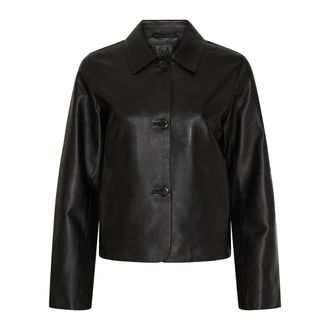 Notyz Notyz, Femme, Vestes, Noir, Taille: 48 FR Veste en agneau boutonn&eacute;e sur le devant
