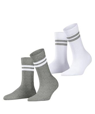 Esprit Tennis Stripe Multipack W So coton fantaisie lot de 2 paires, Chaussettes Femme, Multicolore Wei&szlig; Grau 0010, 35-38