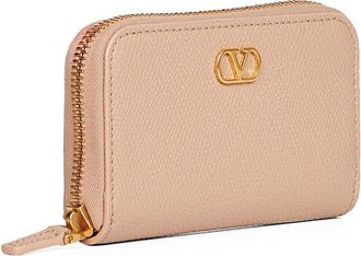 Valentino Garavani VLogo Signature Grained Calf Wallet - Beige