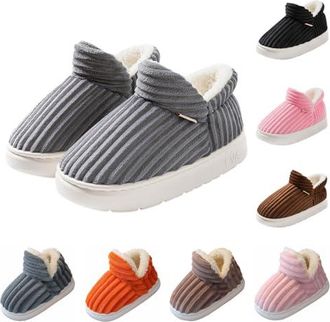 Generic Pantoufles chaudes en peluche pour femme et enfant - Chaussons dhiver fermés pour filles et garçons - Mules douillettes en coton antidérapant et moell