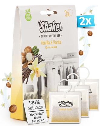 SHAKE Dufts&auml;ckchen Kleiderschrank (Vanille & Sheabutter) - Duftkissen f&uuml;r Schrank, Schublade, Bad, Tasche, Auto - Raumduft gegen schlechte Ger&uuml;che - Parf&uuml;m 