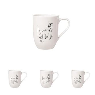 Villeroy & Boch Statement Henkelbecher Wei&szlig;, Schwarz, Sp&uuml;lmaschinenfest, Mikrowellensicher, Tasse, Kaffeetasse, Trinkgeschirr, Becher, Premium Porzellan (Packung mit 