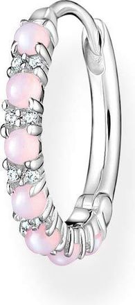 Thomas Sabo Damen Einzel-Creole aus 925er Sterlingsilber mit 15 mm Durchmesser und Rosa Steine CR664-166-7