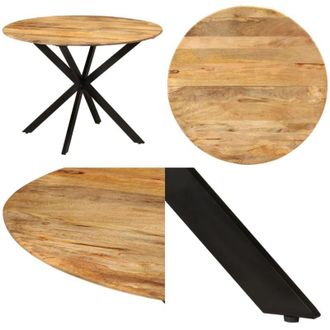 vidaXL Esstisch &Oslash;110x78 cm Massivholz Mango und Stahl - Esstisch - Holztisch - Mangoholztisch - Runder Esstisch - Wohnzimmertisch - Home & Living