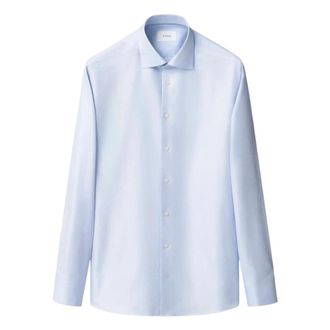 Eton Chemise en serg&eacute; signature Herringbone - Homme - Chemises - Bleu - Taille: L