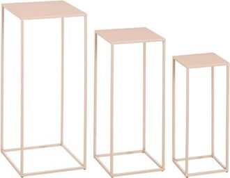 Mica Decorations Beistelltisch Quinty - 30x30x70cm - Eisen - Hellrosa - Set Van 3