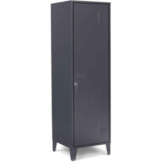 IDMarket Idmarket - Armoire vestiaire ester porte m&eacute;tal gris fonc&eacute; design industriel