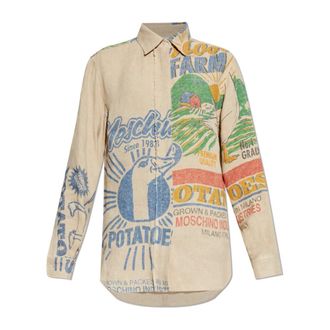 Moschino Femme, Blouses et Chemises, Beige, Taille: 36 FR Linen Shirt