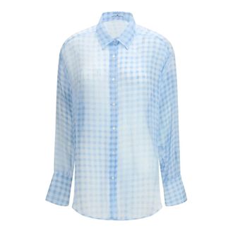 Ermanno Scervino Femme, Blouses et Chemises, Bleu, Taille: 38 FR Sheer Gingham Shirt