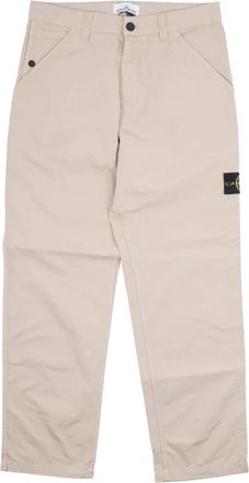 Stone Island Homme, Pantalons, Beige, Taille: W28 Logo Cotton Pantalons
