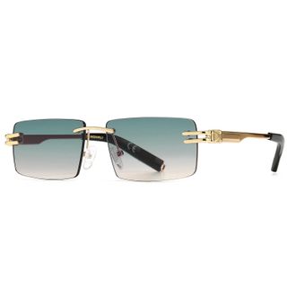 SHEEN KELLY Retro randlose Sonnenbrille f&uuml;r M&auml;nner Frauen Rechteck Ultra-Small Frame Sonnenbrille Durchsichtige Brille
