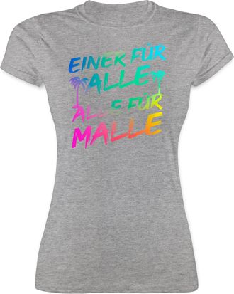 Shirtracer Shirt Damen - Urlaub - Einer f&uuml;r alle Alle f&uuml;r Malle I Mallorca Party I Malle f&uuml;r alle - L - Grau meliert - Mallorca-t-Shirt t Reise Tshirt Outfit t-S