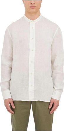 Paolo Pecora Homme, Chemises, Blanc, Taille: 2XL Chemise &agrave; Manches Longues en Lin et Col Mao