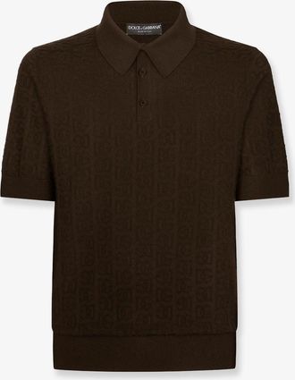 Dolce & Gabbana Silk polo shirt with all-over DG embroidery - DOLCE & GABBANA - gender_Man