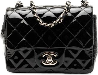 Chanel 2014 Mini Square Classic Patent Single Flap crossbody bag - Schwarz