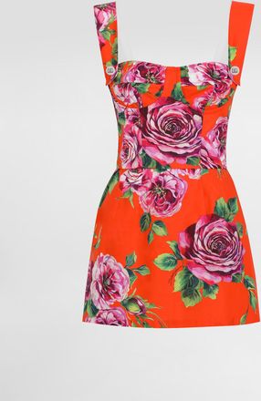 Dolce & Gabbana Langes Bustier-top Aus Baumwolle Rosenprint - Frau Blusen Und Tops Drucken 52