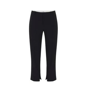 Elisabetta Franchi Schwarze Slim Fit Hose mit Satin-Falten - - Trousers - Damen - Schwarzk - L