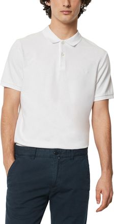 Marc O'Polo Herren Kurzarm-Poloshirt mit Stretch-Anteil Shaped Fit, Weiß (White), XS