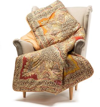 Caleffi plaid sofakissen gepolstert leopard gold 130x170