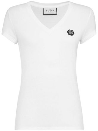 Philipp Plein t-shirt en coton à logo appliqué - Blanc