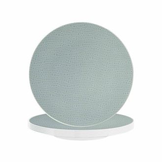 SELTMANN WEIDEN Life Fashion Green Chic Frühstücksteller 6er Set, 22.5 cm, Runde Dessertteller mit modernem Strukturdesign, Mix & Match Geschirr, Porzellan, Türkis/We