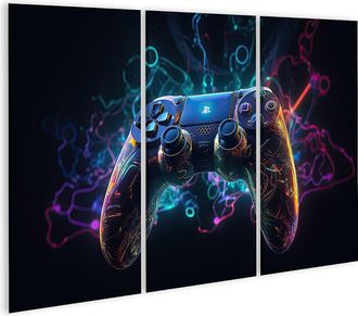 Islandburner Bild auf Leinwand Leuchtendes Neonlicht Gamepad Ki Erzeugt Bilder Wandbilder Poster JCEO-3P