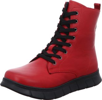Gemini Damen Stiefelette sportlicher Plateau Schn&uuml;rboot aus Leder 343859-02, Gr&ouml;&szlig;e:42 EU, Farbe:Rot