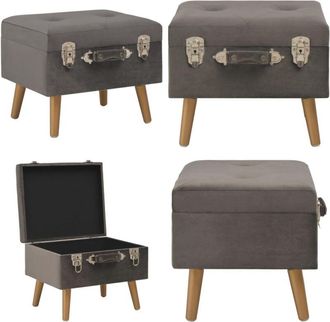 vidaXL Vidaxl - Hocker mit Stauraum 40 cm Grau Samt - Samt Sessel - Beistelltisch - Wohnzimmer Dekoration - Grau Samter Stuhl - Stauraum M&ouml;bel - Home &