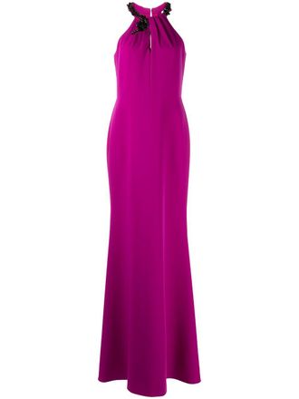 Marchesa Robe mit Schl&uuml;ssellochausschnitt - Violett