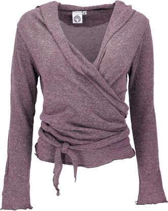 Guru Shop Wickelshirt, Baumwollstrick Pullover, Wickeljacke - Altrosa, Damen, Baumwolle, Size:S