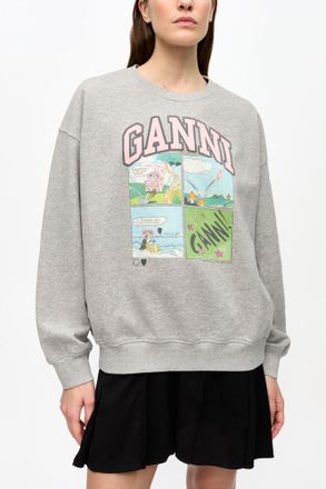 Ganni Sweat-shirt oversize en Isoli gris Coton biologique - Taille L/XL - Pour Femme