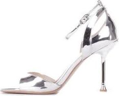 Liu Jo Femme, Chaussures, Gris, Taille: 39 EU Sandales &agrave; Talons Hauts Lamin&eacute;es Miroir