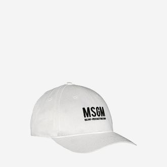 Msgm Boys Baseball Cap Cotton White Hat