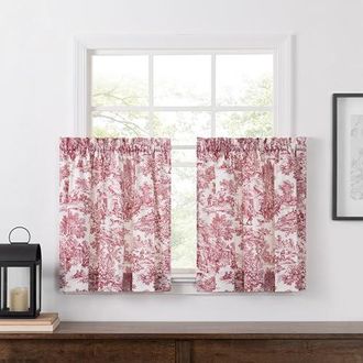 Ellis Curtain Victoria Park Toile Stufenvorhang, maßgeschneidert, 173 x 76 cm, Rot