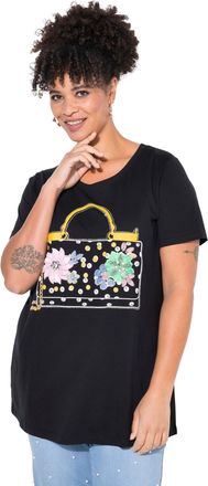 Miamoda Damen gro&szlig;e Gr&ouml;&szlig;en &Uuml;bergr&ouml;&szlig;en Plus Size T-Shirt, A-Linie, Taschen-Motiv schwarz 52 839321100-52