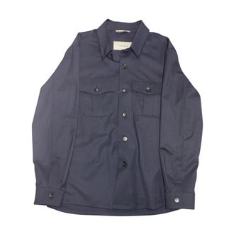 Canali Saglia Lana Bi-Stretch Overshirt - - Shirts - Herren - Blau - L
