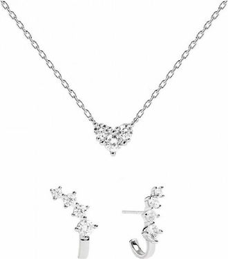 P D PAOLA PdPaola Damen-Schmuck-Set 925er Silber Kristall One Size Silber 88417305