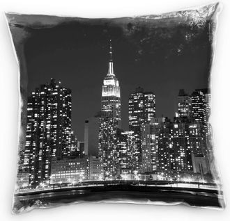 Paul Sinus Art Urban und City, schwarz, weiß, New York, Nacht Deko Kissen 40x40cm für Couch Sofa Lounge Zierkissen - Dekoration zum Wohlfühlen