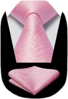 Hisdern Cravate Homme Rose Cravate de Mariage Classique Cravate et Pochette Homme Ensemble de Cravates Formelles Cravates daffaires Party