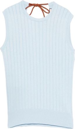 Plan C Plan C, Femme, Pulls, Bleu, Taille: 38 FR Pull Coulisse en maille c&ocirc;tel&eacute;e