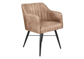 Massivmoebel24 Iron Label 12 Sedia In Vera Pelle - Beige 44x56x89