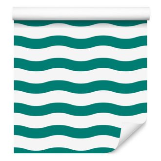OEM Carta Da Parati A Righe Turchese, Bianca, Celadon E Verde Mare 50x1000 Cm