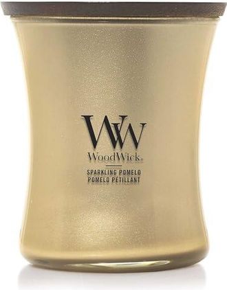 Woodwick Duftkerze mit knisterndem Docht | Sparkling Pomelo Mittelgroße Kerze im Sanduhr-Glas| Lang brennende Kerzen: Bis zu 60 Stunden | Perfekte Geschenke fü
